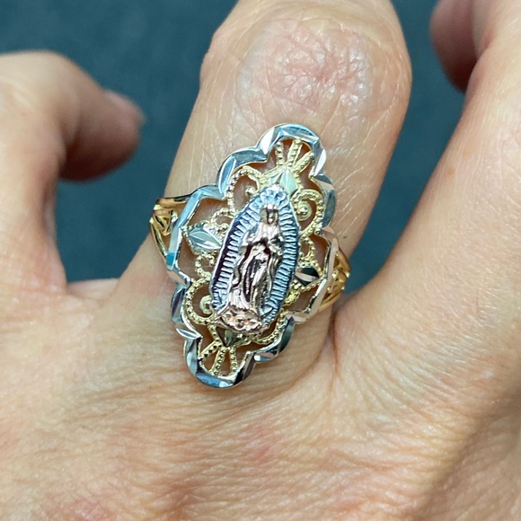 Jewelry | 14k Tri Color Our Lady Of Guadalupe Religious Ring | Poshmark